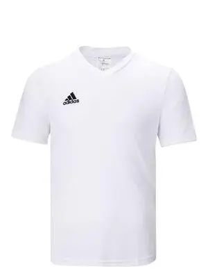 Adidas Solid Color Minimalistic Logo Embroidered Casual Sports Short Sleeve White T-shirt - Default Color