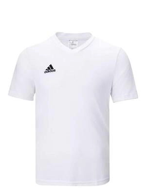 Adidas Solid Color Minimalistic Logo Embroidered Casual Sports Short Sleeve White T-shirt - Default Color
