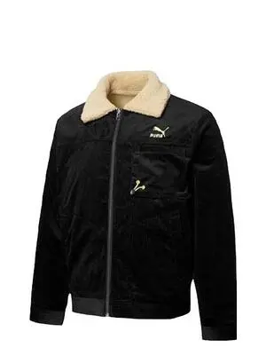 PUMA Corduroy Plush Fur Reversible Jacket - Black