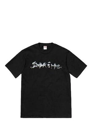 Supreme Fw18 Liquid Tee Silver Logo Short Sleeve - Black