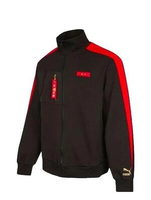 PUMA Logo Stripe Colorblock Loose Casual Jacket - Black