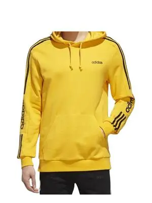 Adidas Knit Pullover Hoodie With Sporty Stripes - Gold