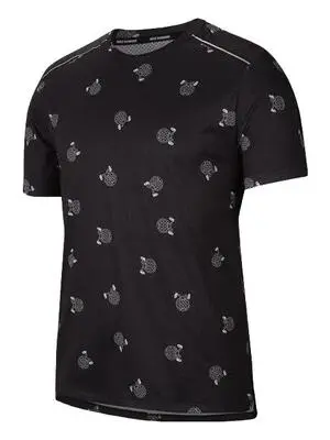 Nike Pattern Logo Printing Round Neck Sports Short Sleeve Black T-shirt - Default Color
