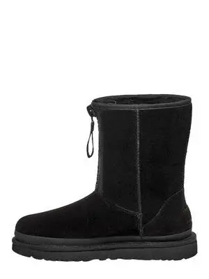 UGG Classic Short Zipper Tape Logo Boot - Black