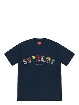 Supreme Ss19 City Arc Tee Navy Embroidered Logo Short Sleeve Navy - Blue