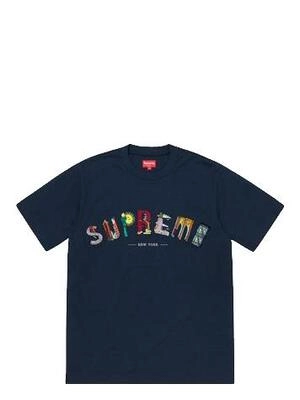 Supreme Ss19 City Arc Tee Navy Embroidered Logo Short Sleeve Navy - Blue
