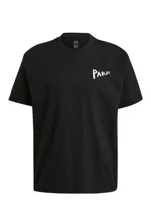 Adidas Alphabet Printing Cotton Round Neck Short Sleeve Black T-shirt - Default Color