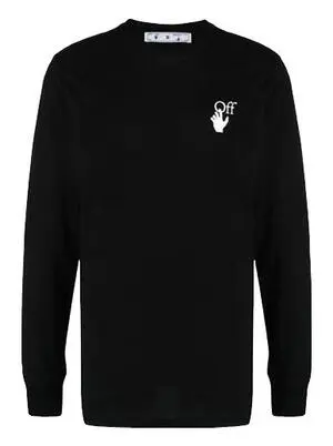 Off-White Fw21 Logo Arrow Pattern Round Neck Long Sleeves - Black
