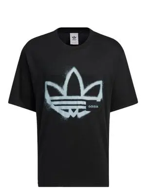 Adidas Originals Round Neck Dropped Shoulder Sleeves Large Logo Printing Short Sleeve Black T-shirt - Default Color