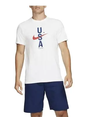 Nike Dri-fit Logo Printing Round Neck Short Sleeve White T-shirt - Default Colorway