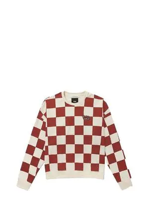 VANS Checkerboard Round Neck Pullover - Red