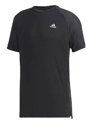 Adidas Logo Round Neck Sports Short Sleeve Black T-shirt - Default Color