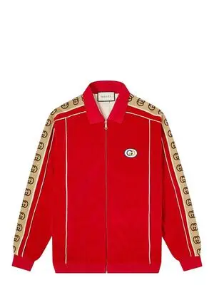 Gucci Velour Taped Oversized Track Jacket - Red