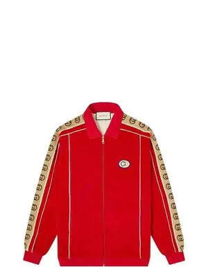 Gucci Velour Taped Oversized Track Jacket - Red