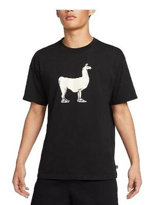 Nike Contrasting Colors Animal Pattern Printing Round Neck Casual Short Sleeve Black - Multi-color