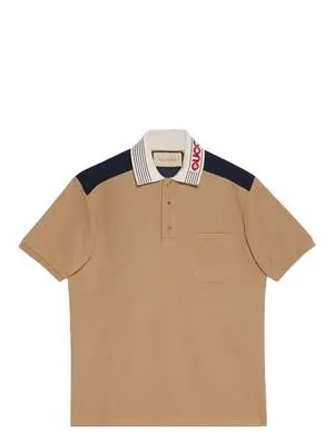GUCCI Gucci Cotton Jersey Polo Shirt 'camel'