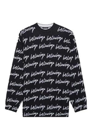 Balenciaga All Over Logo Jumper - Black