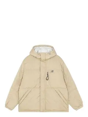 NEW BALANCE Hooded Down Jacket - Beige/white