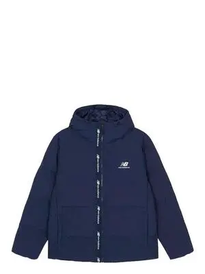 NEW BALANCE Down Jacket With Logo Print - Blue/black