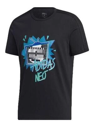 Adidas Neo Funny Printing Sports Round Neck Short Sleeve - Black