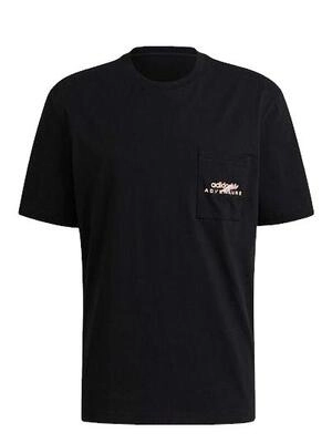 Adidas Originals Adv Pkt Logo Teeee Casual Sports Round Neck Breathable Short Sleeve - Black