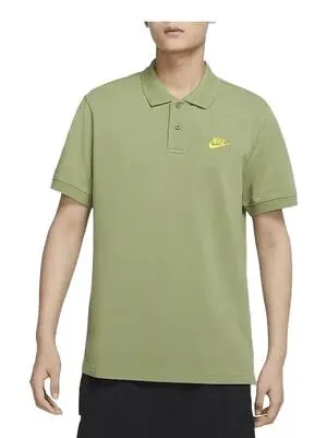 Nike Solid Color Logo Embroidered Short Sleeve Polo Shirt Green - Multi-color