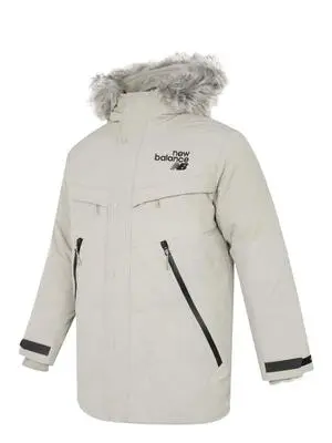NEW BALANCE Hooded Parka Jacket - Light Grey