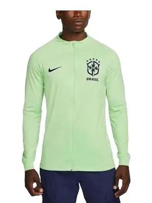 Nike Brazil Strike Dri-fit Knit Soccer Track Jacket - Green/multi-color