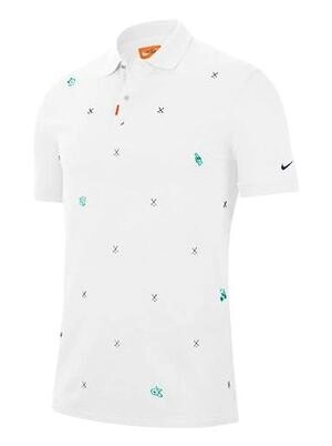 Nike Geometry Pattern Embroidered Short Sleeve Polo Shirt White - Default Color