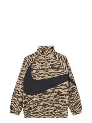 Nike Aop Swoosh Half Zip Woven Jacket - Brown