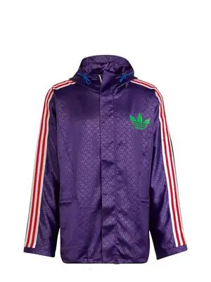 Adidas Originals Windbreaker With Logo Printing And Drawstring Hood - Purple