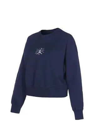 Nike Jordan Solid Color Embroidered Round Neck Long Sleeves Hoodie - Dark Blue