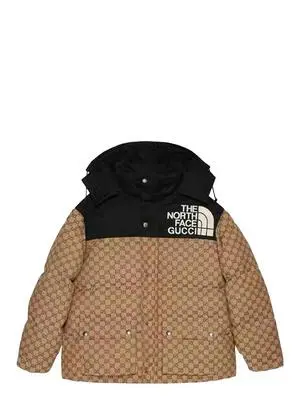 Gucci X The North Face Gg Monogram Padded Coat - Tan/black