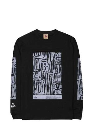 Nike Waffle Long Sleeve Shirt With Graphic Print - Black