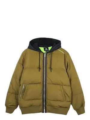 CONVERSE Down Bomber Jacket With Hood - Olive Green