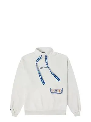 CONVERSE Crewneck Sweatshirt With Embroidered Pocket Detail - White/blue
