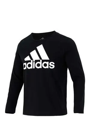 Adidas Long Sleeve Loose Fit T-shirt With Large Logo - Black