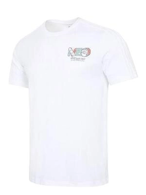 Adidas Neo Printing Sports Round Neck Short Sleeve - White