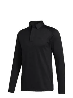 Adidas Sports Fleece Long Sleeve Polo - Black