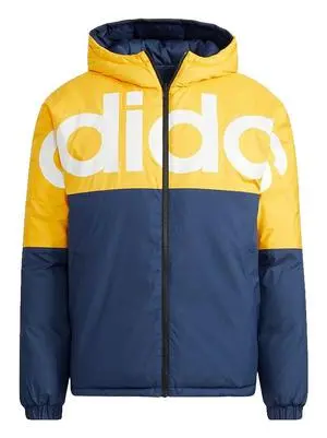 Adidas Neo Colorblock Down Jacket With Large Logo - Gold