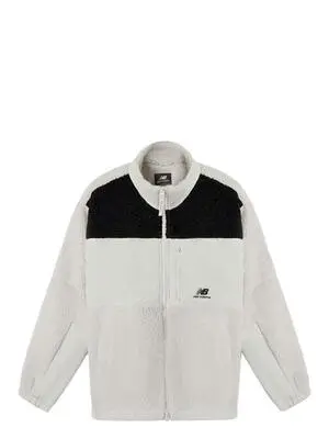 NEW BALANCE Fleece Zip-up Jacket - White/black