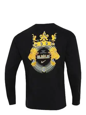 Nike Lbj Nk Lion Ls Max90 Tee Alphabet Printing Sports Round Neck Long Sleeves Black T-shirt - Default Color