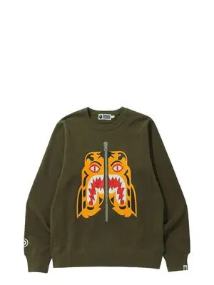 A BATHING APE Tiger Graphic Crewneck - Olivedrab