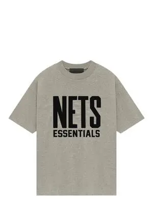 Fear Of God X Nba Brooklyn Nets T-shirt 'grey Black - Grey/black