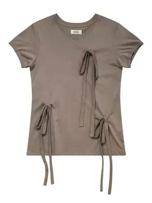 RENAISSANCE RENAISSANCE Bunny Bow-detail T-shirt - Brown