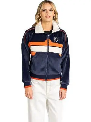 THE WILD COLLECTIVE Detroit Tigers Velvet Corduroy Full-zip Jacket - Navy