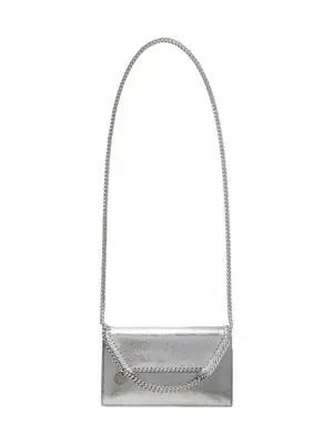 Stella McCartney Falabella Crinkled Metallic Chain Wallet - Silver