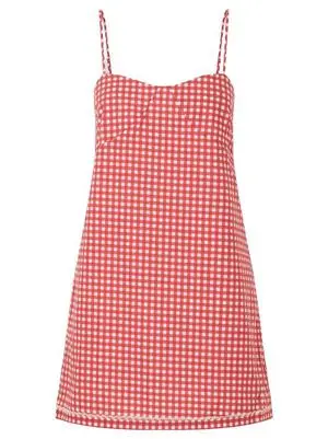 Posse Lindie Gingham Cotton Mini Dress - Red