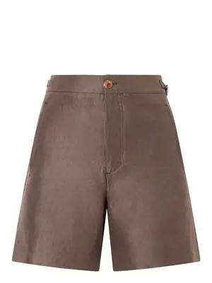 GOD’S TRUE CASHMERE God's True Cashmere Cocoa Cropped Linen Shorts - Brown
