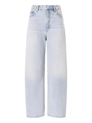 FRAME The Bow Crop Mid-rise Wide-leg Jeans - Blue